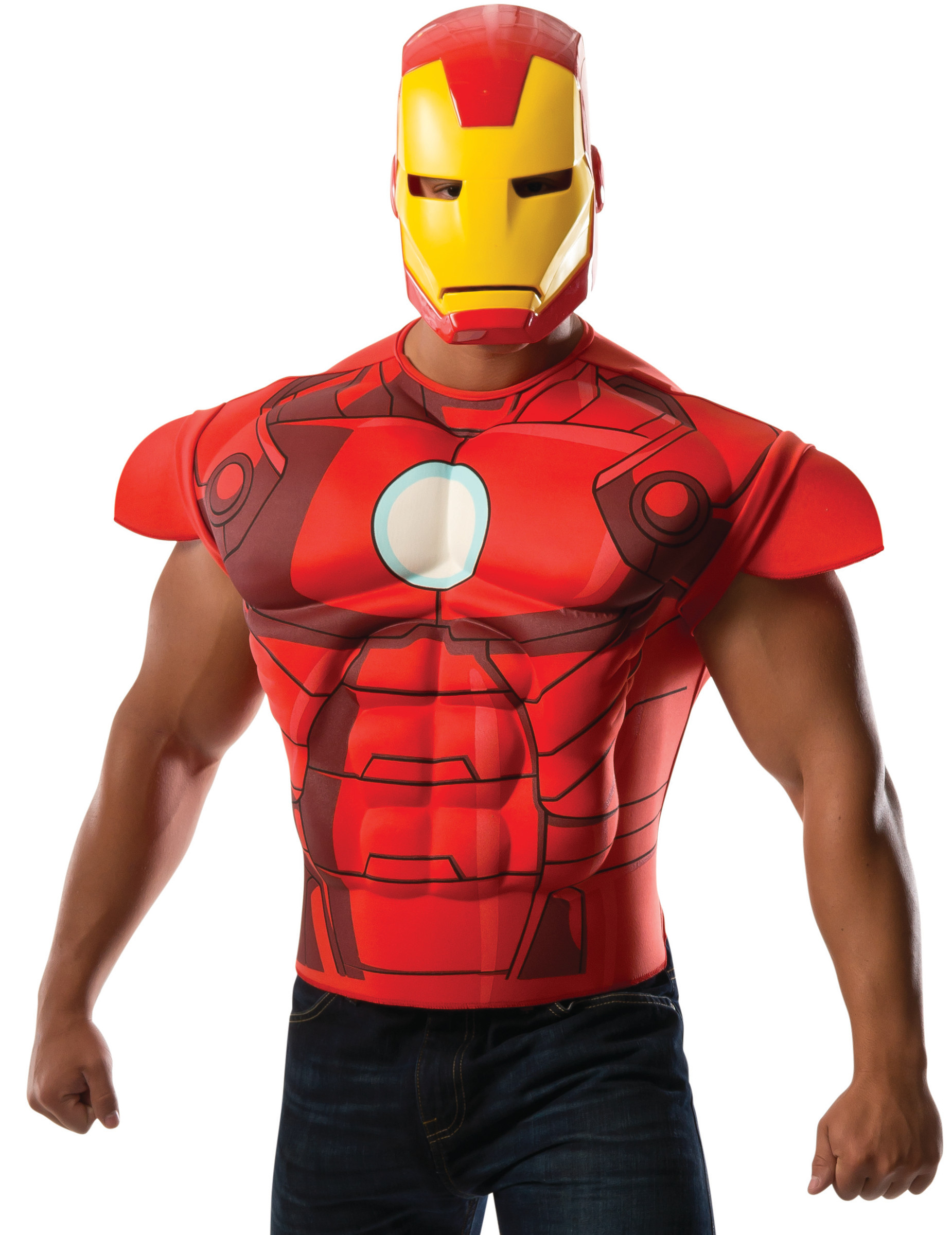 Déguisement Poitrine Musclée Avec Masque Iron Man™ Adulte Vegaooparty