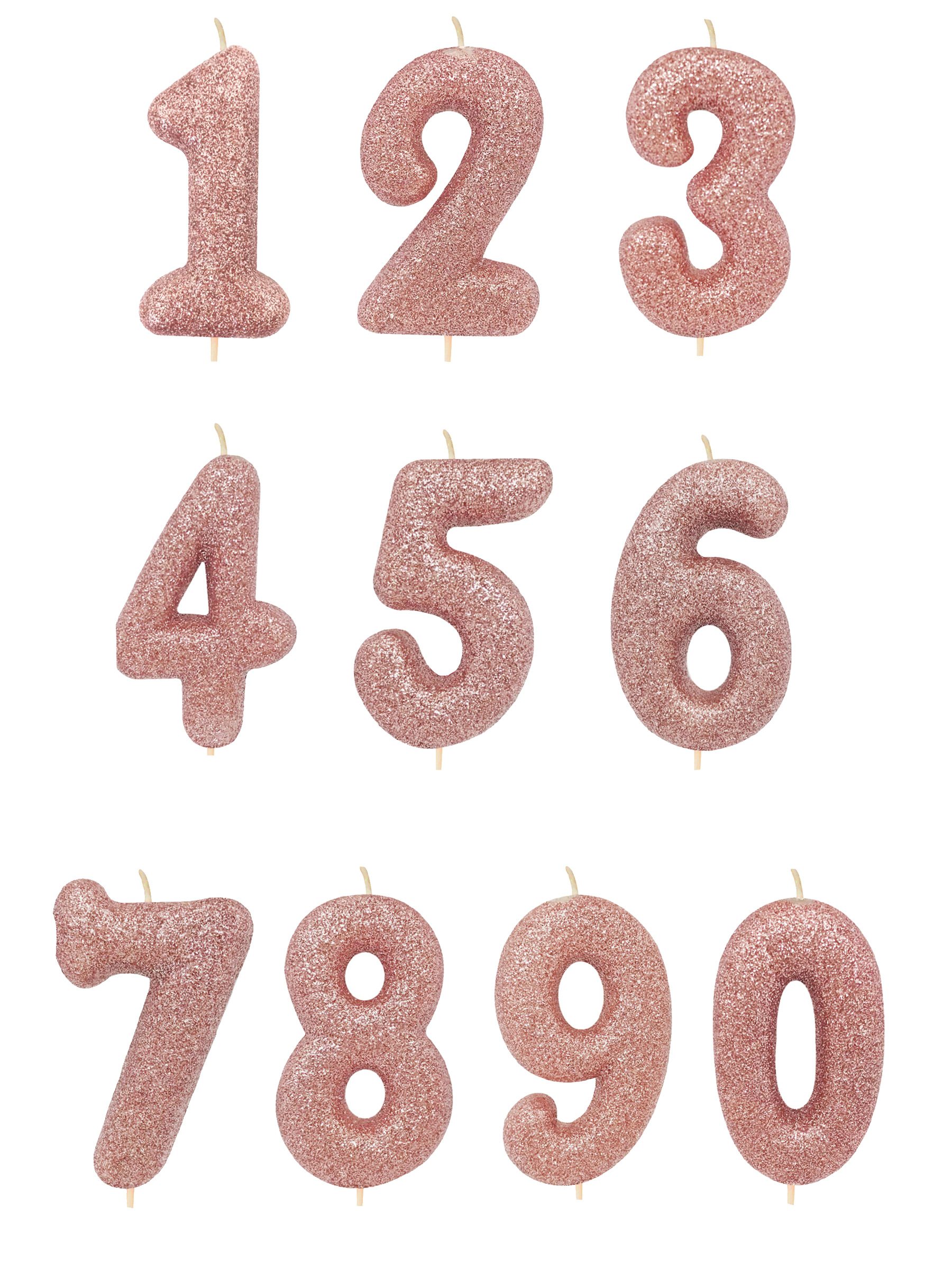 Bougie sur pique chiffre rose gold pailletée 7 cm - Vegaooparty