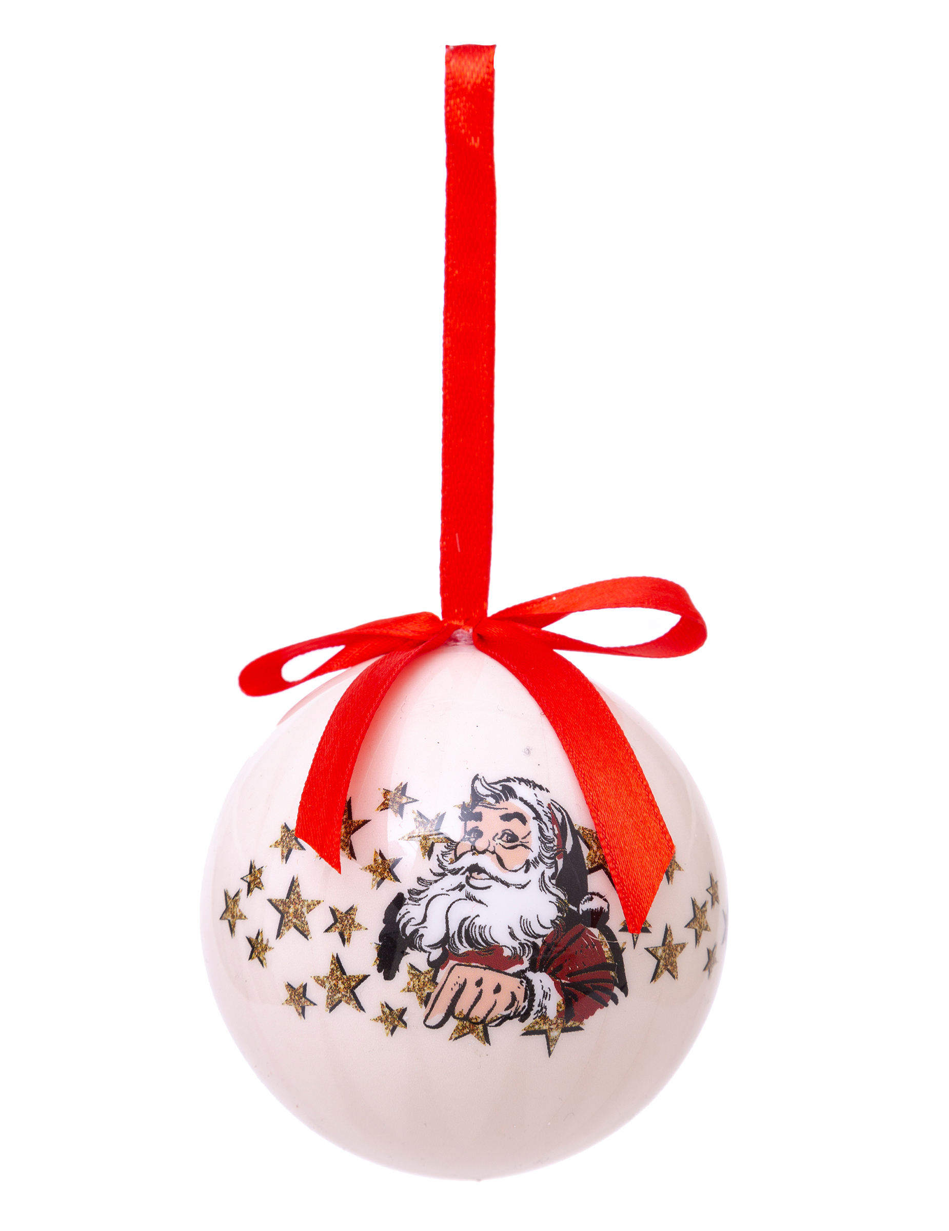 Boule de noël imprimée père noël et ruban rouge 7,5 cm - Vegaooparty Boule de noël imprimée père noël et ruban rouge 7,5 cm - Vegaooparty