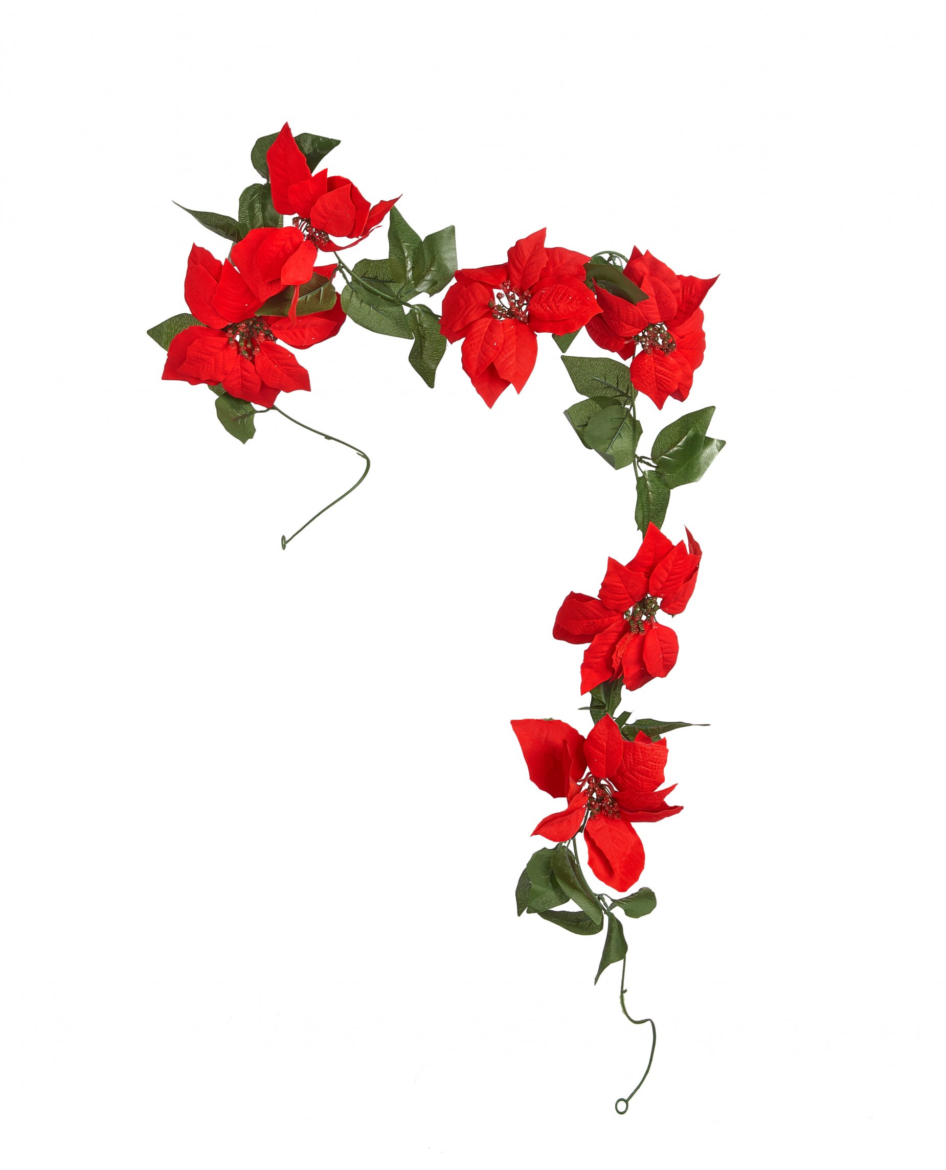 Guirlande fleurs de poinsettias et feuilles 200 cm - Vegaooparty