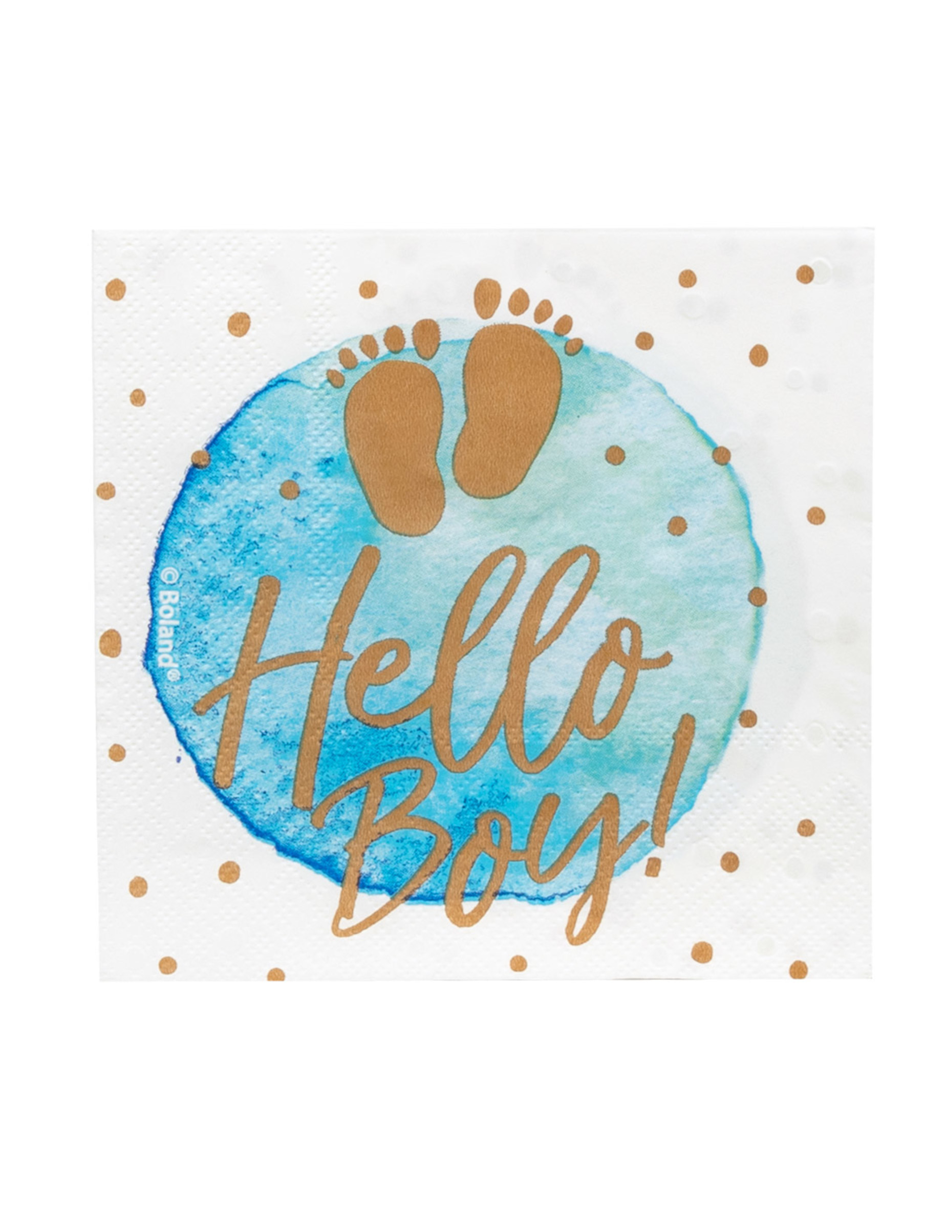 20 Serviettes en papier Hello Boy bleu et or 33 x 33 cm - Vegaooparty