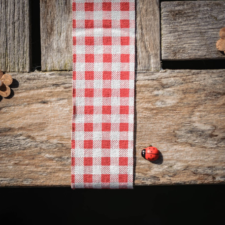 Ruban en lin vichy rétro rouge et blanc 5 cm x 5 m - Vegaooparty