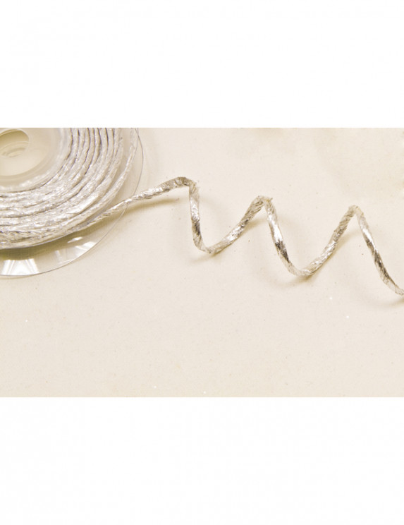 Ruban en raphia métallisé avec fil métallique argent 5 m - Vegaooparty