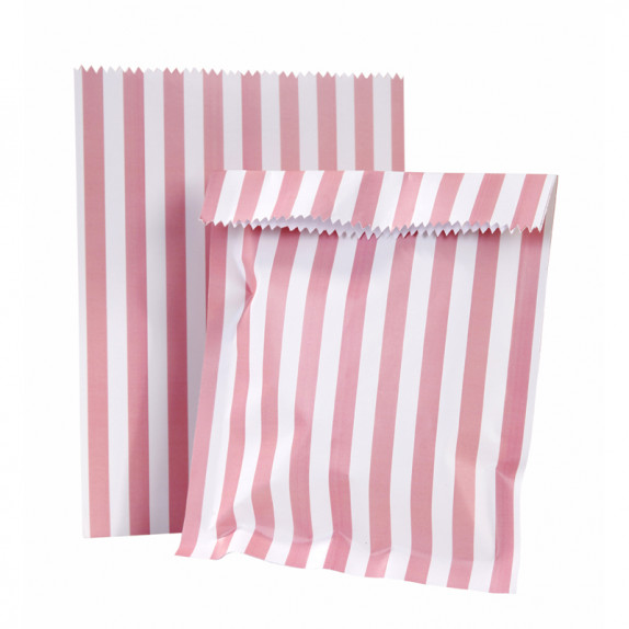 10 Sachets Papier Rayés Roses Et Blancs Pink Party Vegaooparty