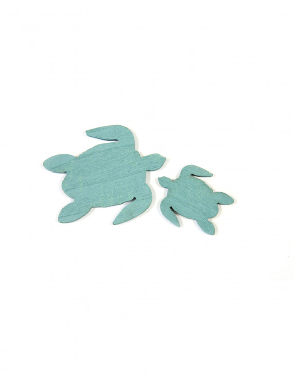 10 Confettis en bois tortues de mer bleues 5,5 et 3 cm - Vegaooparty